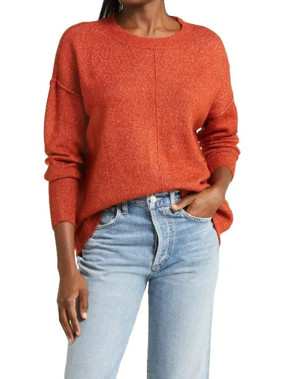 Vince Camuto Exposed Seam Crewneck Sweater - Rust 242