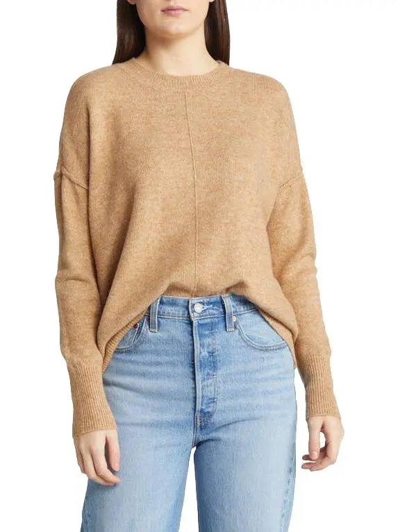 Vince Camuto Exposed Seam Crewneck Sweater - Taupe