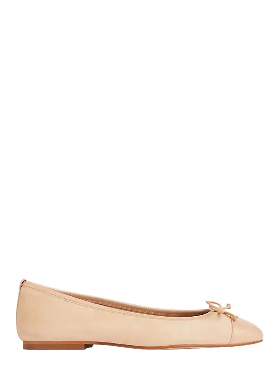 LK BENNETT Kara Patent Toe Suede Ballerina Flats - Nat-almond