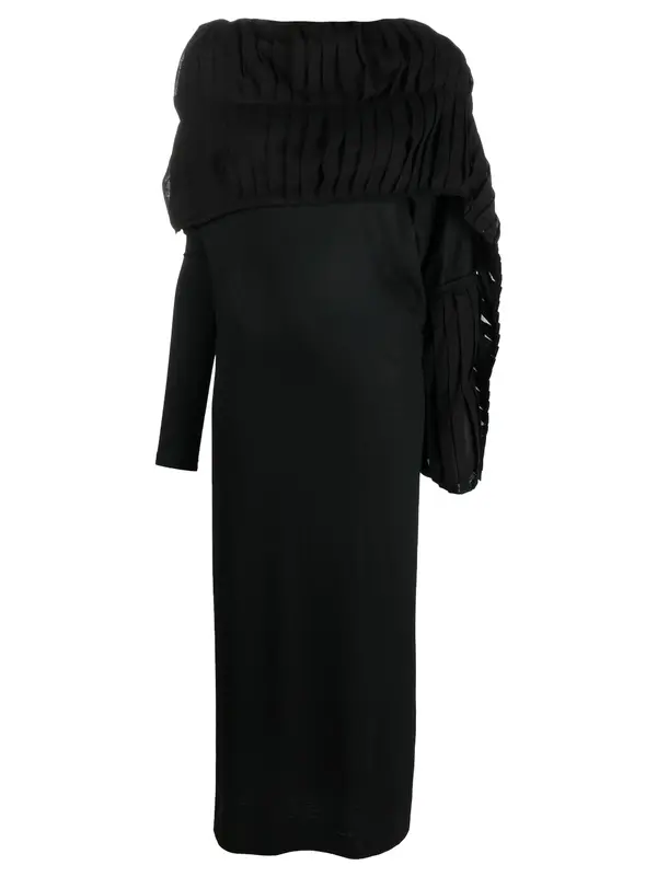 Yohji Yamamoto Wool & Cotton Midi Dress - Black