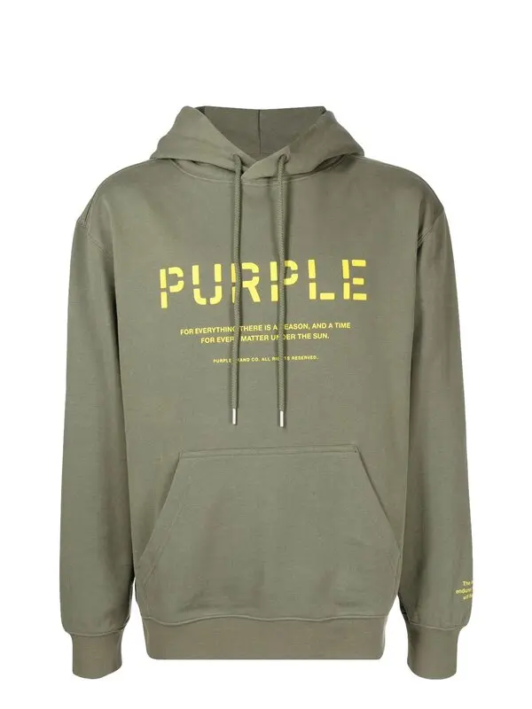 PURPLE BRAND Logo-print Cotton Hoodie - Green