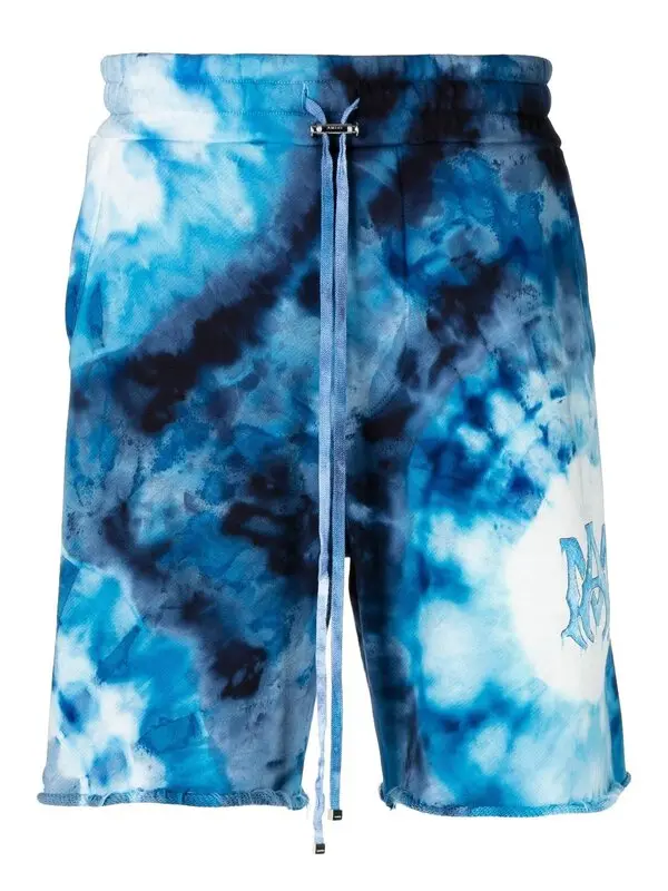 Amiri Tie-dye Cotton Shorts - Blue