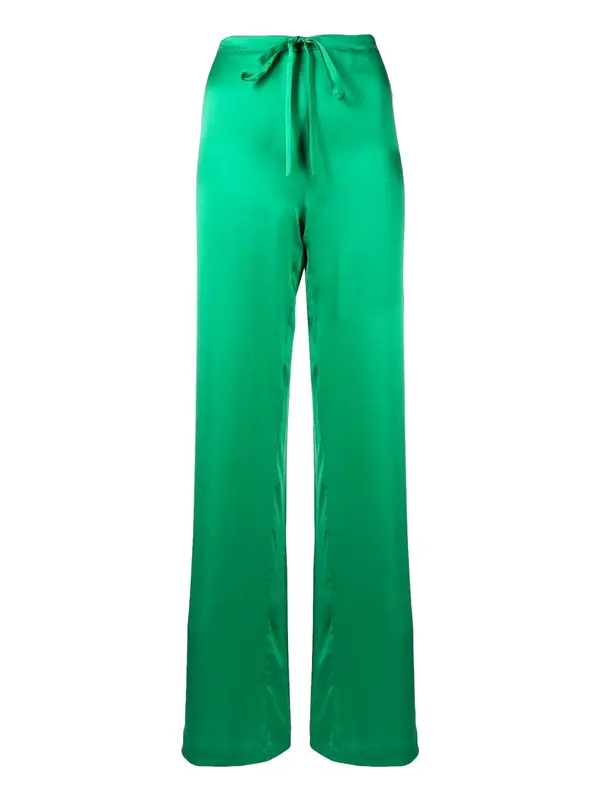 WOERA Straight-leg Silk Trousers - Green