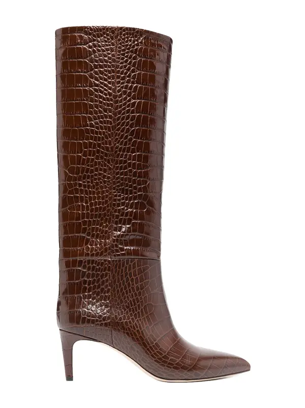 Paris Texas 65mm Crocodile-effect Leather Knee-high Boots - Brown