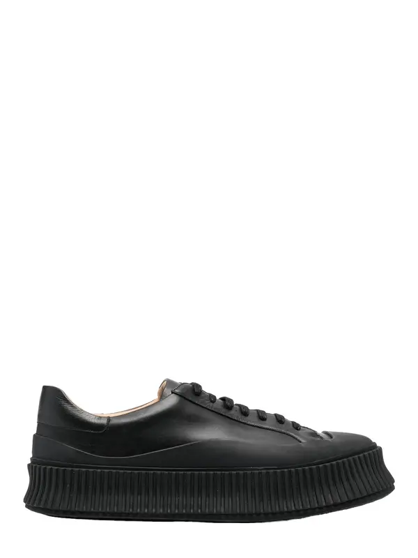 JIL SANDER Lace-up Leather Platform Sneakers - Black