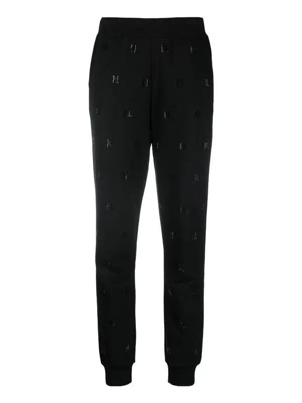 Karl Lagerfeld Monogram-rhinestone Track Pants - Black
