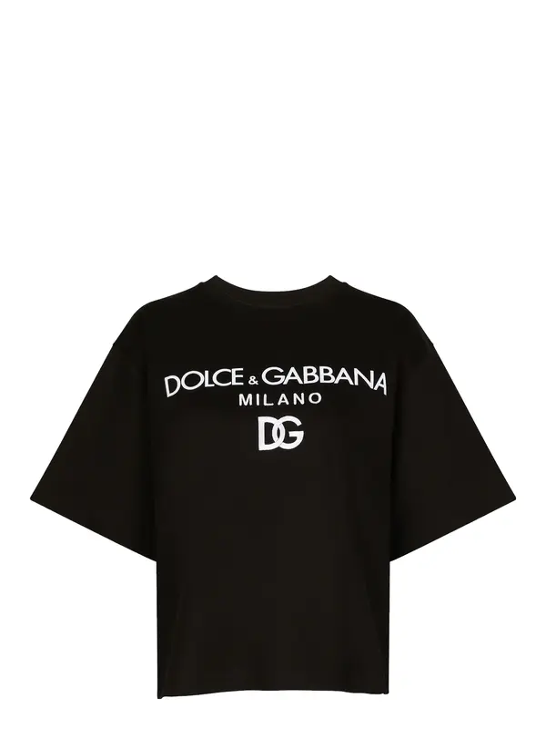 Dolce & Gabbana Flocked-logo Cotton T-shirt - Black
