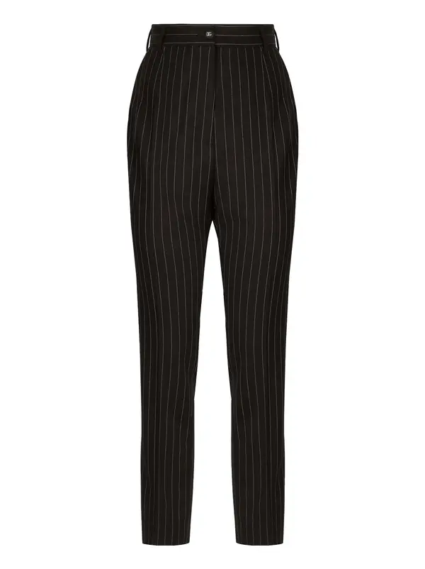 Dolce & Gabbana Pinstriped Twill Trousers - Black