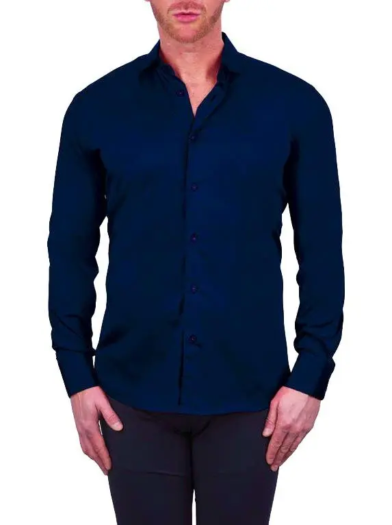 MACEOO Einstein Button-up Stretch Cotton Shirt - Blue
