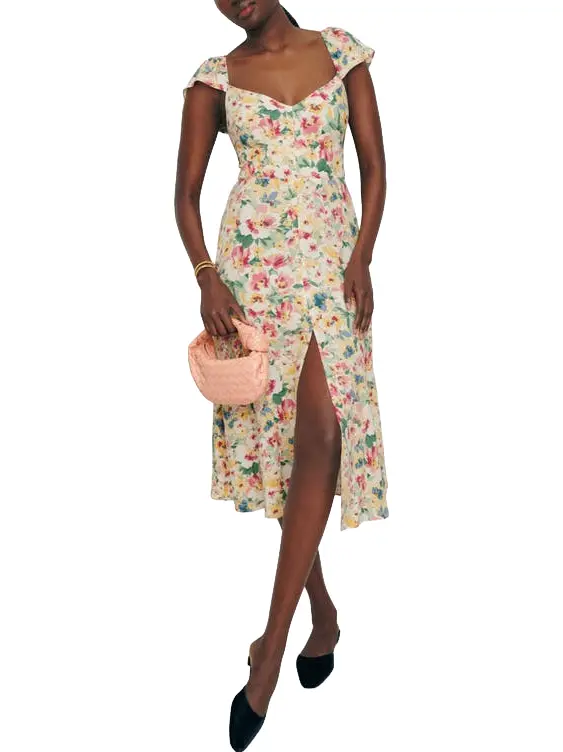 REFORMATION Baxley Floral Print Flutter Sleeve Midi Dress - Daria