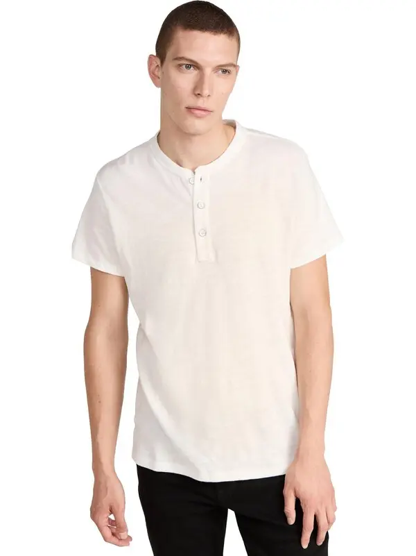 Rag & Bone Classic Short Sleeve Henley - White