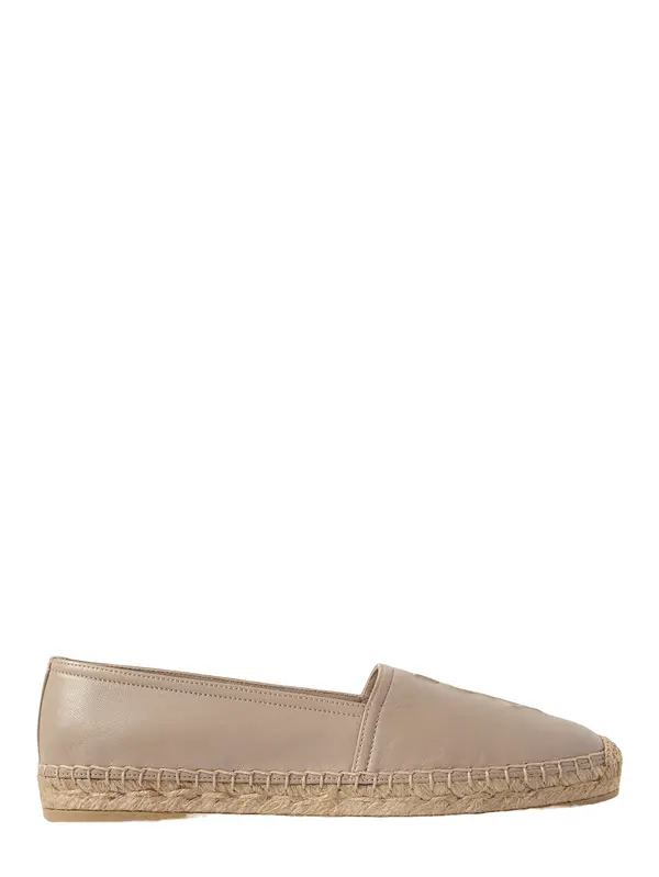 Saint Laurent Cassandre Logo-embossed Leather Espadrilles - Neutrals