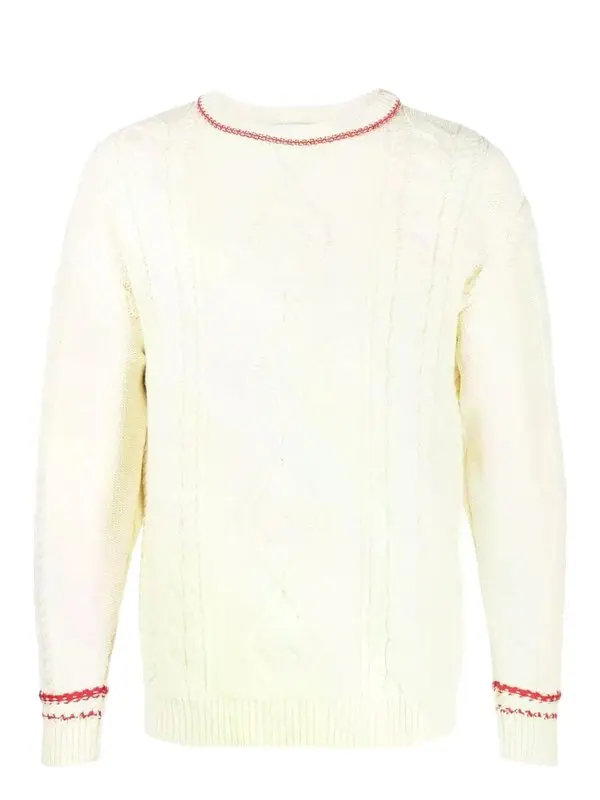 MARINE SERRE Cable-knit Wool Jumper - Neutrals