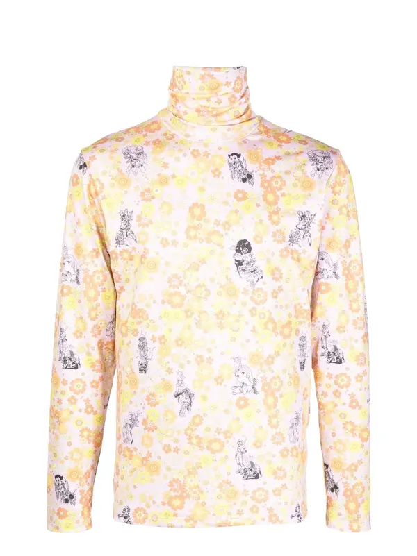LIBERAL YOUTH MINISTRY Floral Print High Neck Top - Yellow