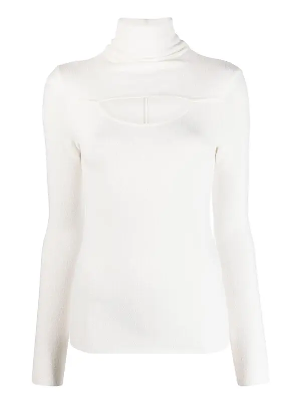 THOM KROM Cut-out Roll Neck Long Sleeve Shirt - White