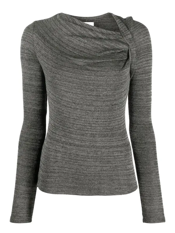 MARANT ETOILE Ruched-neck Knitted Top - Grey