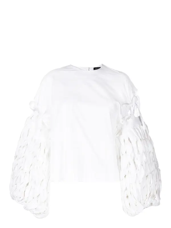 A.W.A.K.E. Mode Woven Puff-sleeve Blouse - White