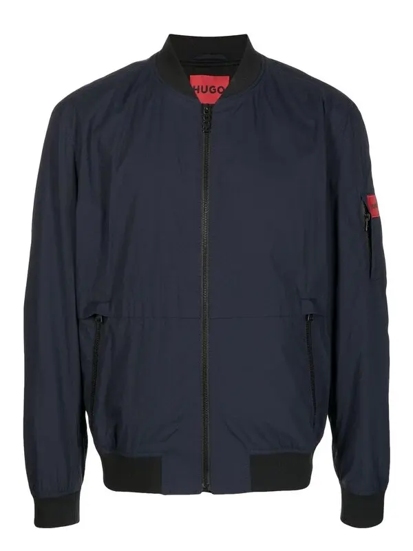Hugo Logo-patch Zipped Bomber Jacket - Blue