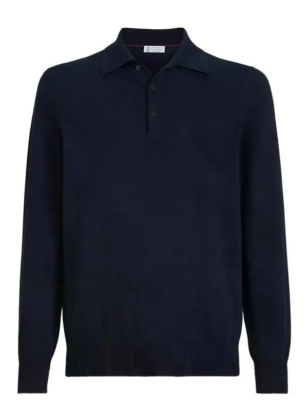 Brunello Cucinelli Cashmere Knit Polo Shirt - Blue