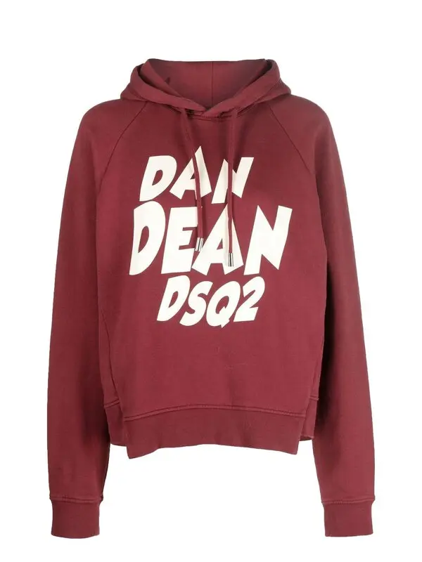 Dsquared2 Logo Print Drawstring Hoodie - Red