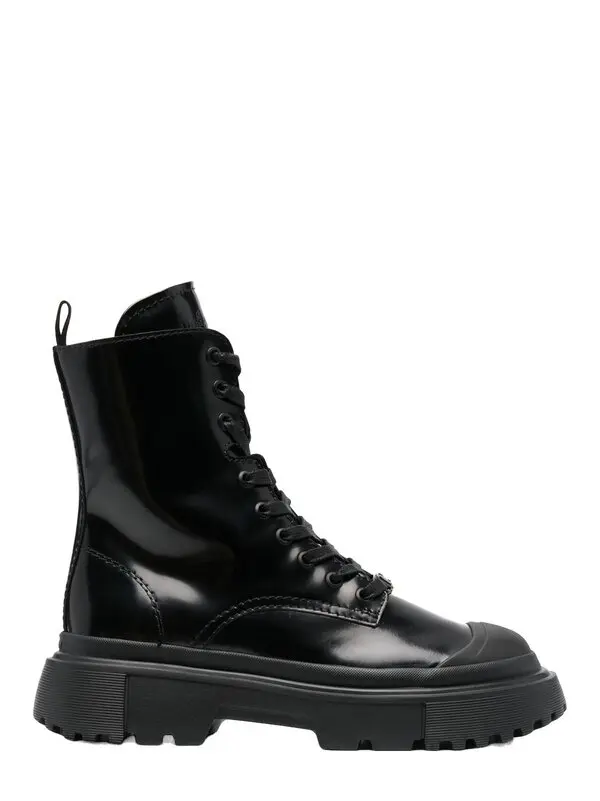 Hogan Lace-up Combat Boots - Black