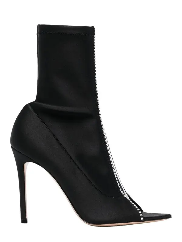 GIANVITO ROSSI Crystal Hiroko 105mm Satin Boots - Black