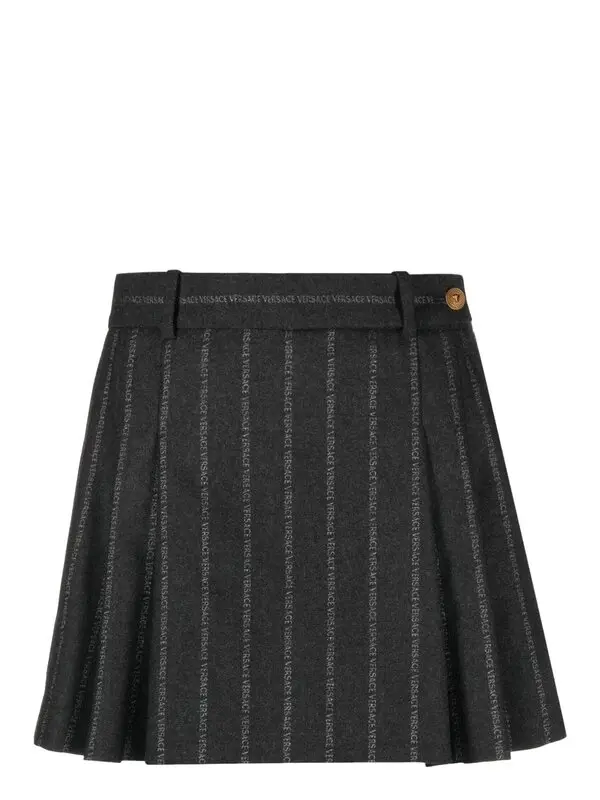 Versace Logo-print Pleated Skirt - Grey