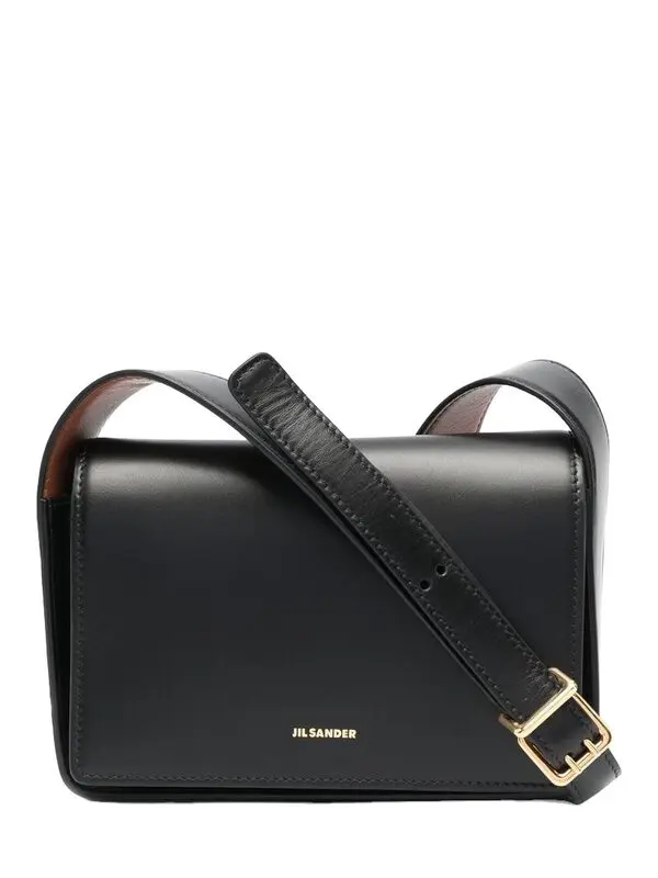JIL SANDER Logo-detail Leather Satchel - Black