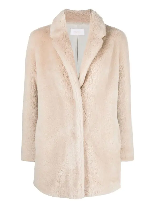 YVES SALOMON Shearling-trim Single-breasted Coat - Neutrals