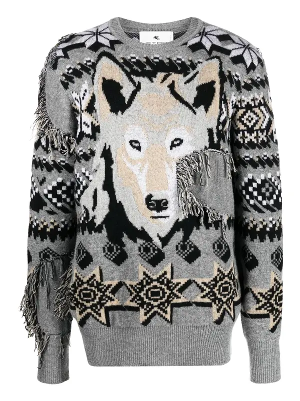 Etro Embroidered Crew-neck Jumper - Grey