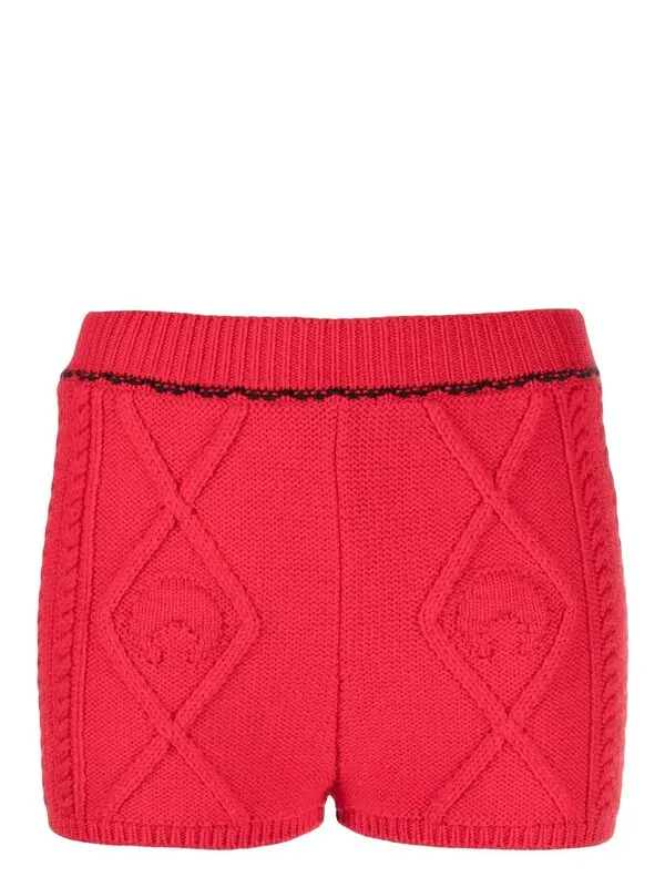 MARINE SERRE Cable Knit Mini Shorts - Red
