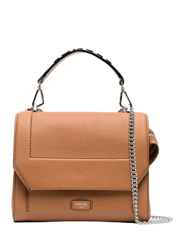 LANCEL Grained Leather Flap Bag - Brown