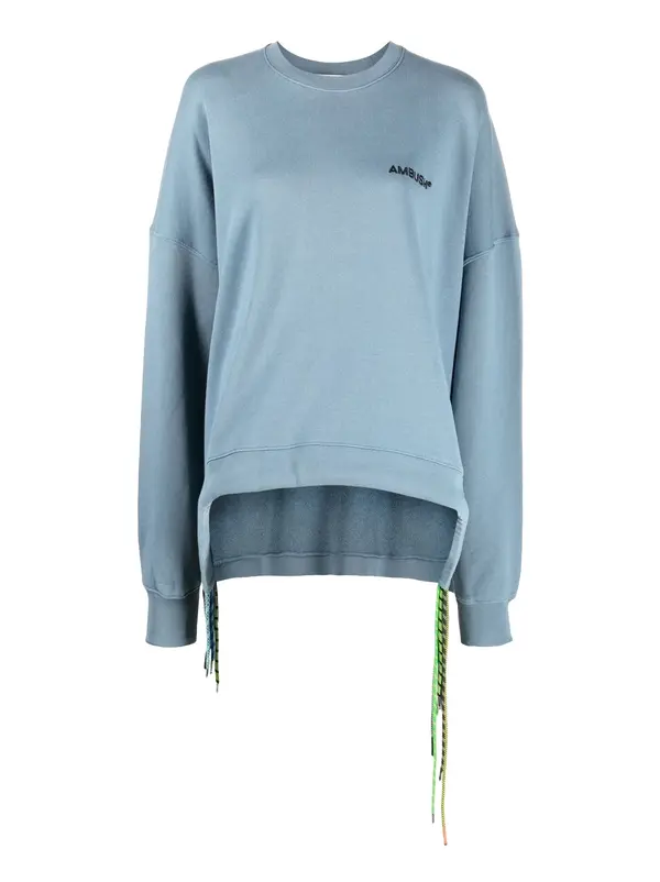 AMBUSH Cord-detail Crew-neck Sweatshirt - Blue