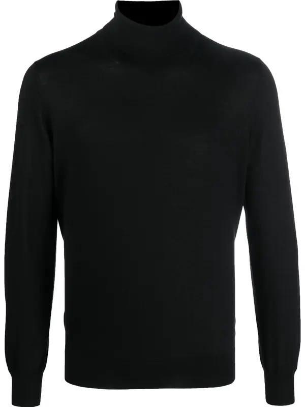 FILERIA Fine-knit Roll-neck Jumper - Black