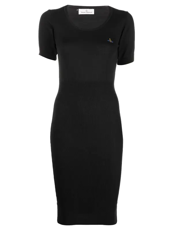 VIVIENNE WESTWOOD Orb Logo Knitted Midi Dress - Black