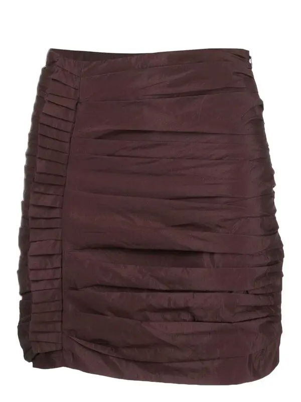 RÓHE High-waisted Draped Mini Skirt - Brown