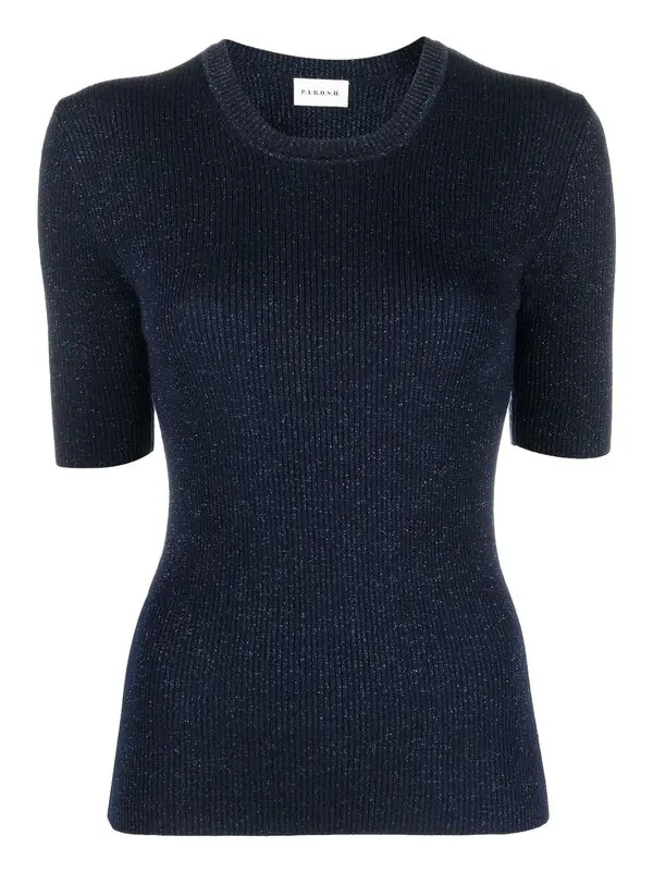 P.a.r.o.s.h Short Sleeve Knitted Top - Blue