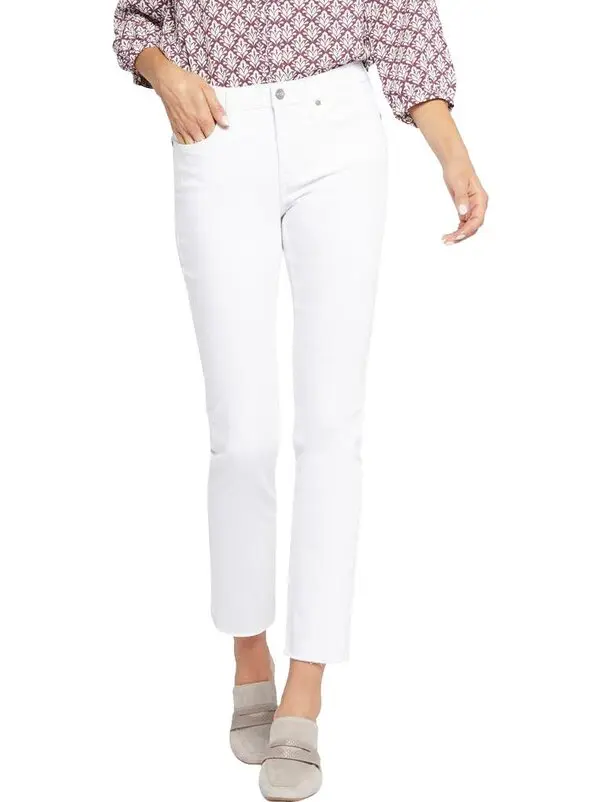 NYDJ Sheri Frayed Hem Slim Jeans - Optic White