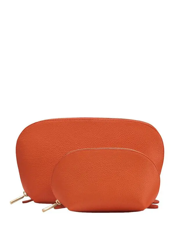 Cuyana Pebbled Leather Travel Case Set - Burnt Orange