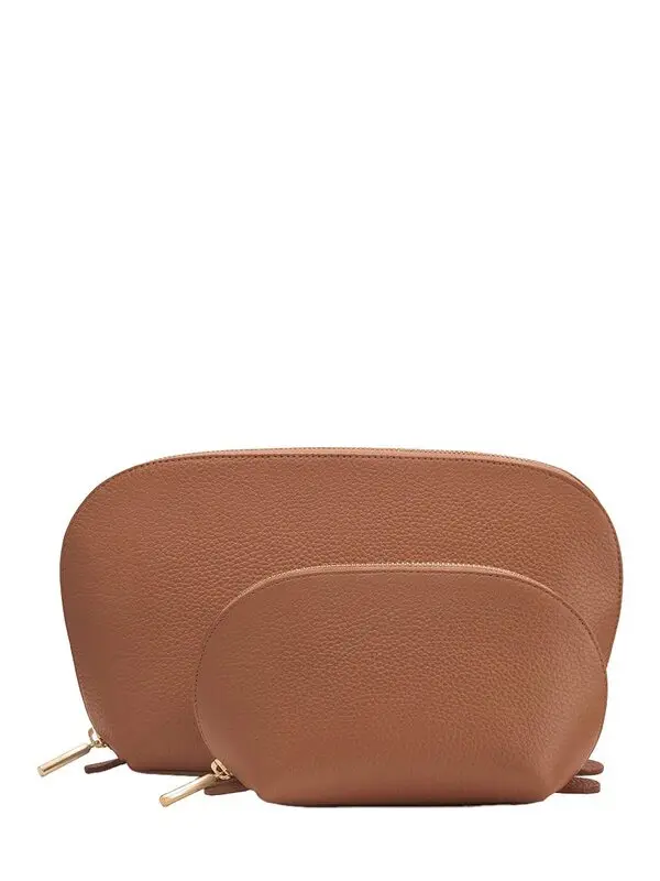 Cuyana Pebbled Leather Travel Case Set - Caramel