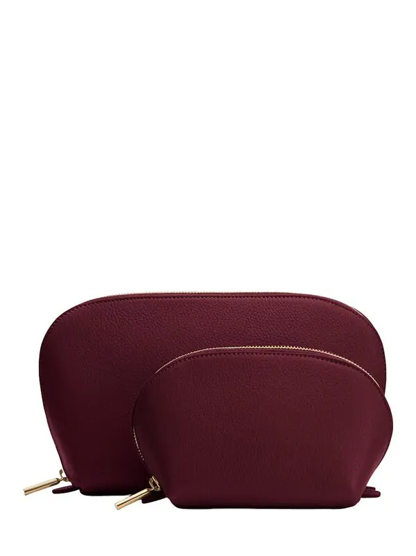 Cuyana Pebbled Leather Travel Case Set - Cherry
