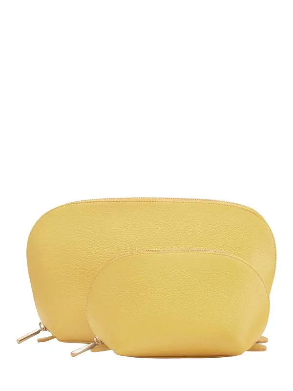 Cuyana Pebbled Leather Travel Case Set - Yellow
