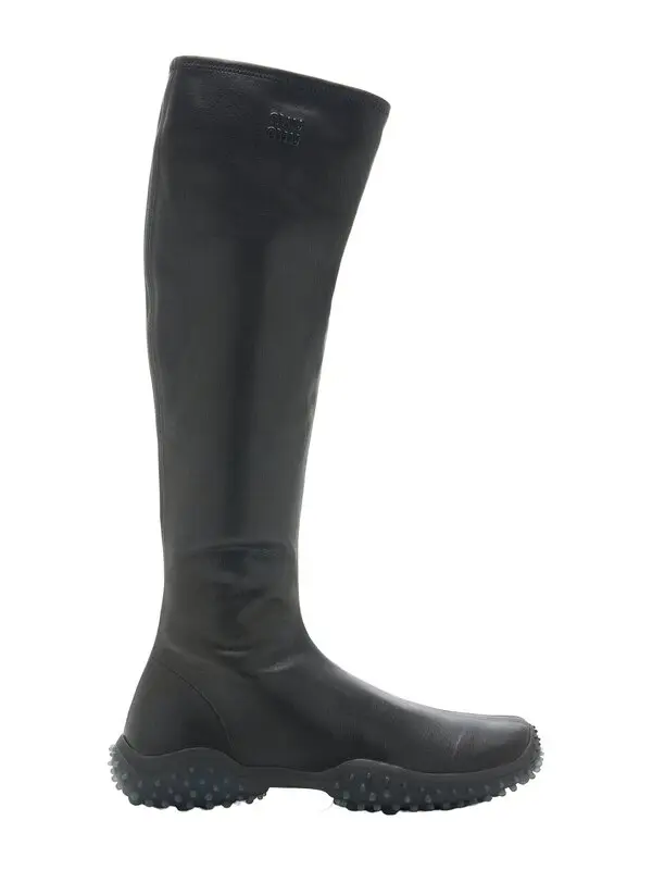 Miu Miu Knee-high Leather Boots - Black