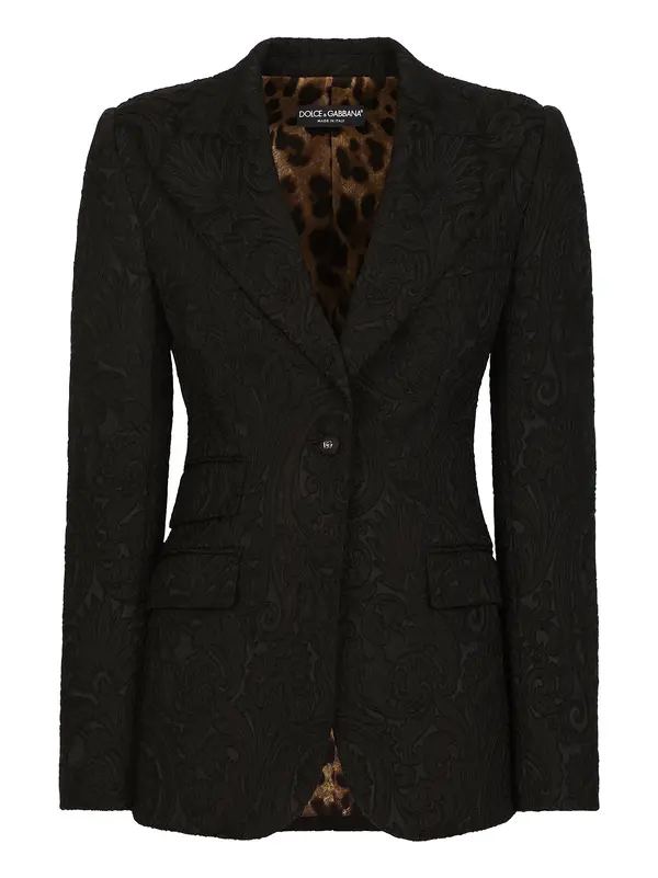 Dolce & Gabbana Ornamental Jacquard Turlington Blazer - Black