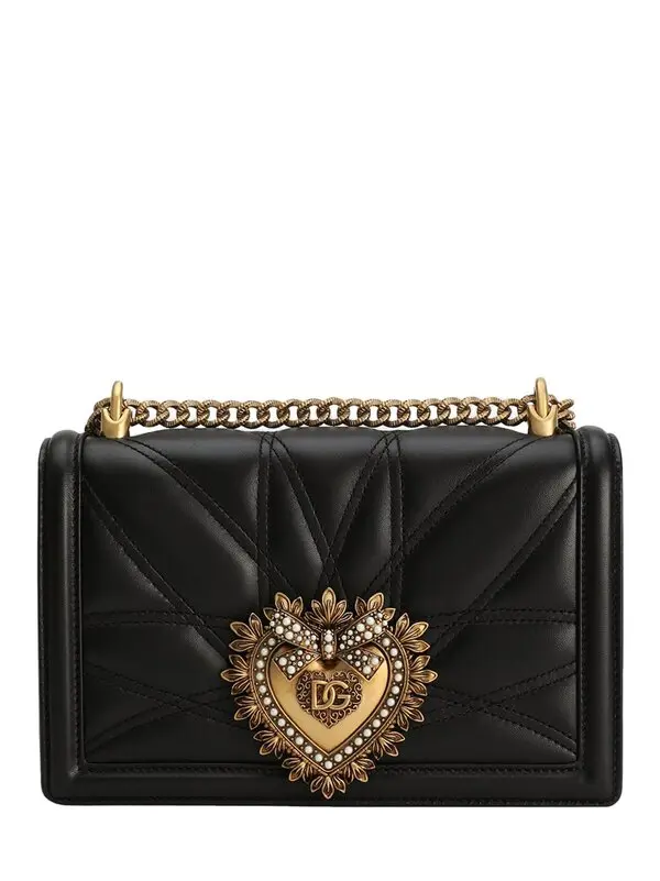 Dolce & Gabbana Medium Devotion Bag In Quilted Nappa Leather - Black