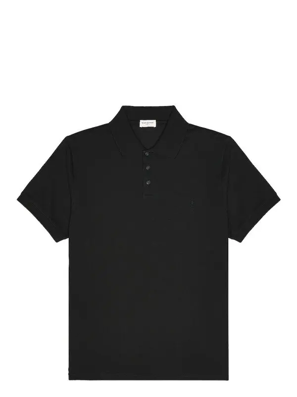 Saint Laurent Sport Polo In Blue - Noir