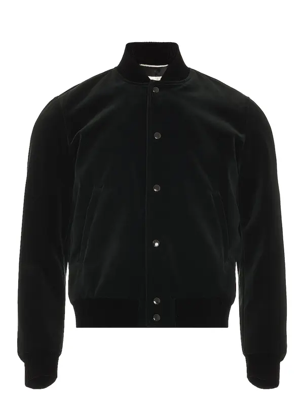 Saint Laurent Signature Logo College Jacket - Dark Forest