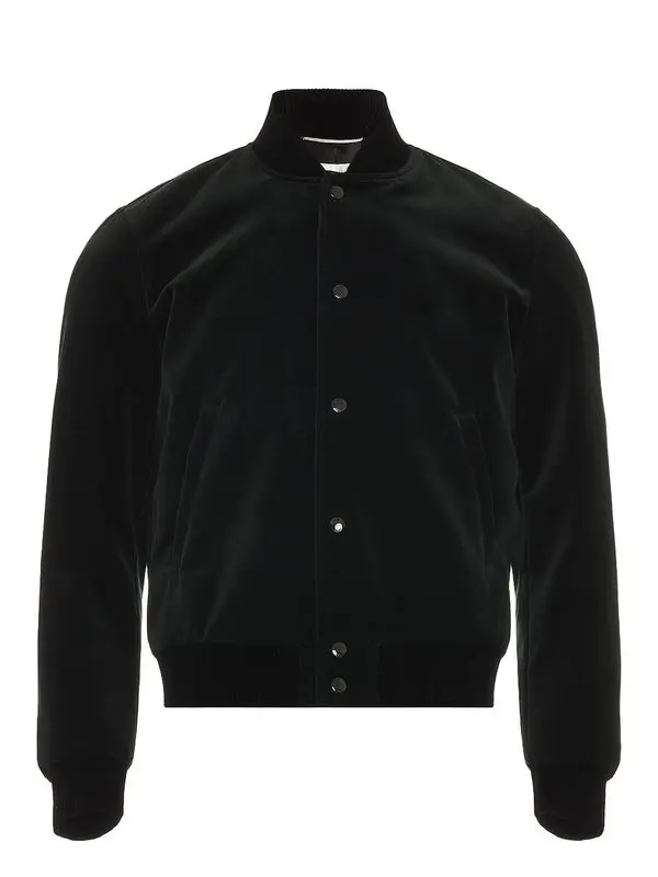Saint Laurent Signature Logo College Jacket - Dark Forest