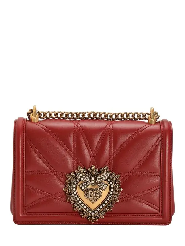 Dolce & Gabbana Medium Devotion Bag In Quilted Nappa Leather - Red