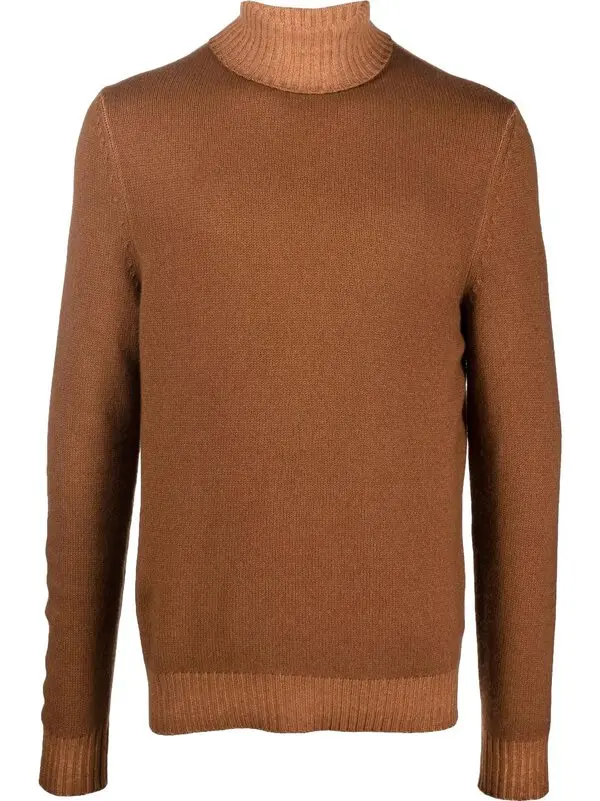 Malo Fine-knit Rollneck Jumper - Brown